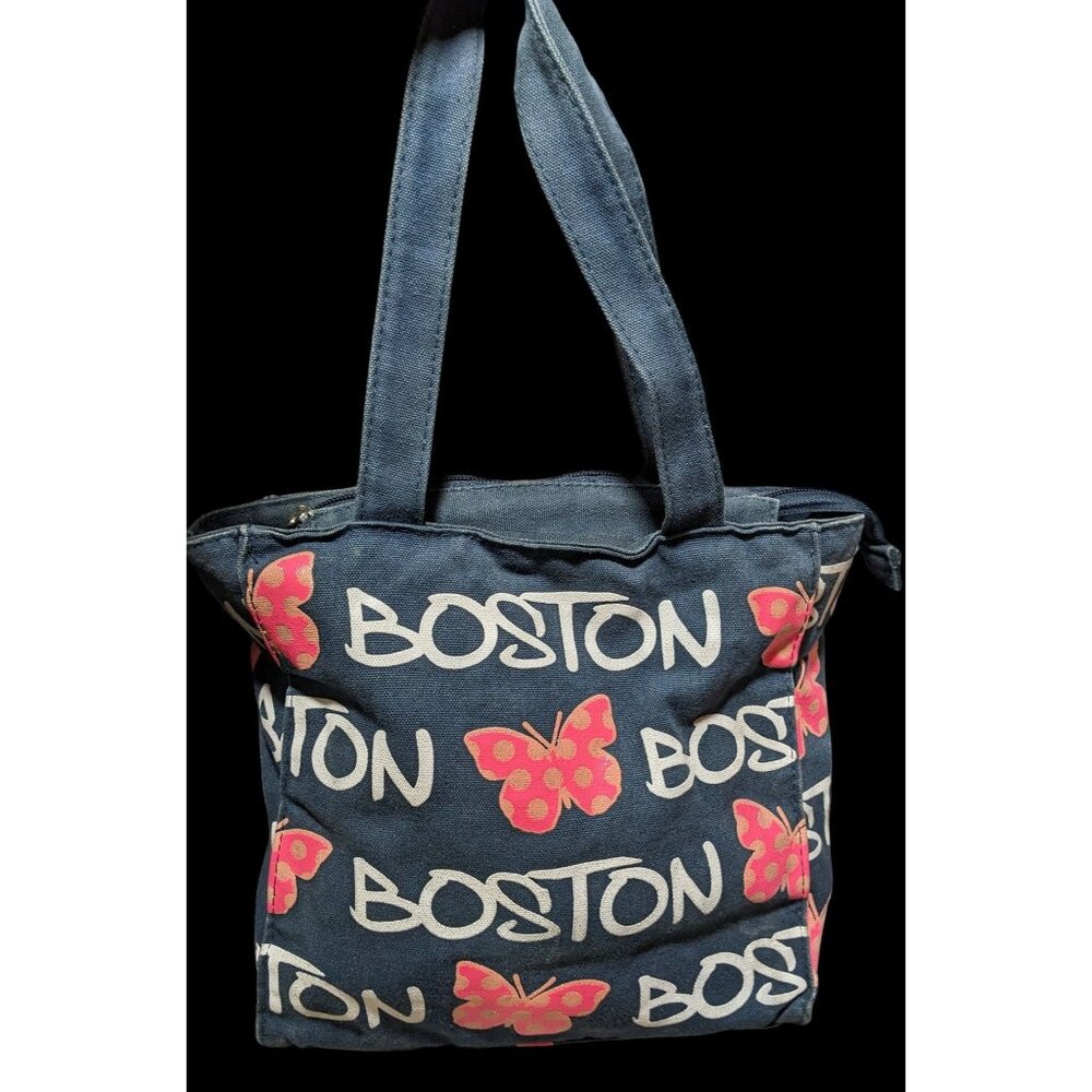 Robin Ruth Blue Butterfly Boston Zipper Tote - Gem